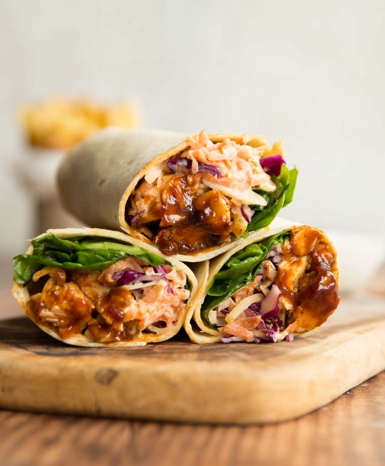 BBQ Chicken Wraps (+ Homemade Coleslaw!) | Don't Go Bacon My Heart | My ...