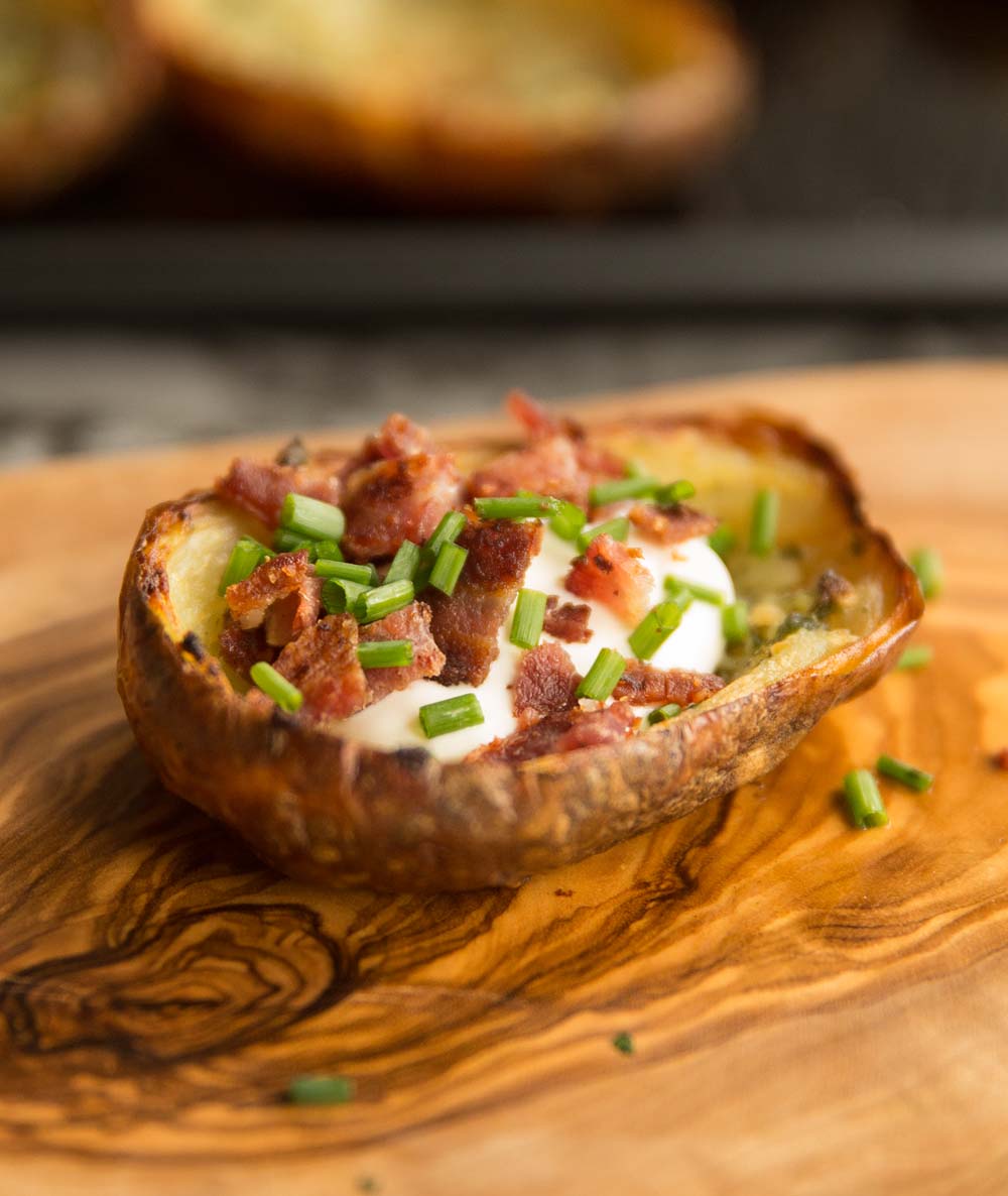 Garlic Butter Potato Skins | Don't Go Bacon My Heart
