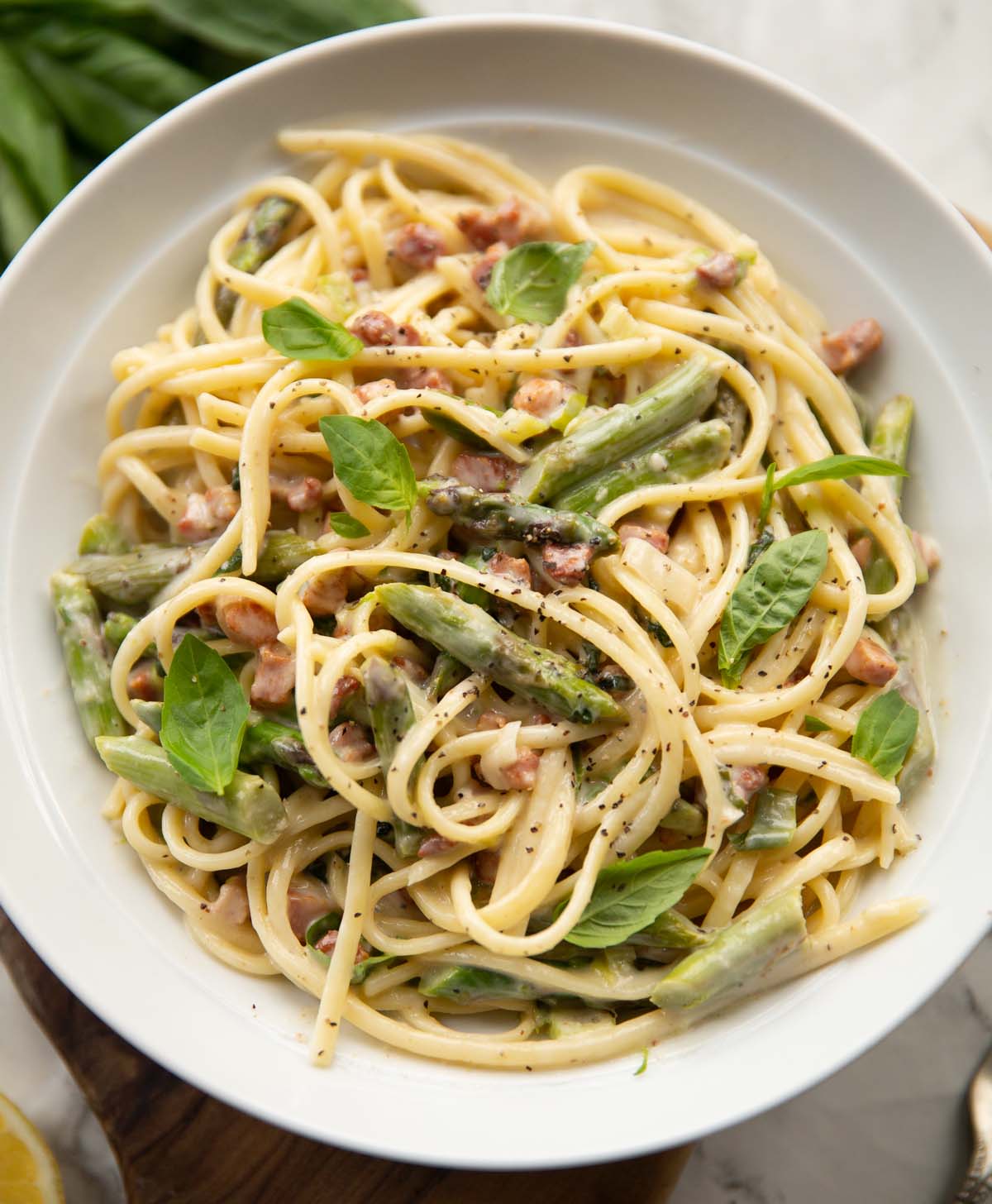 Asparagus Pancetta Pasta | Don't Go Bacon My Heart
