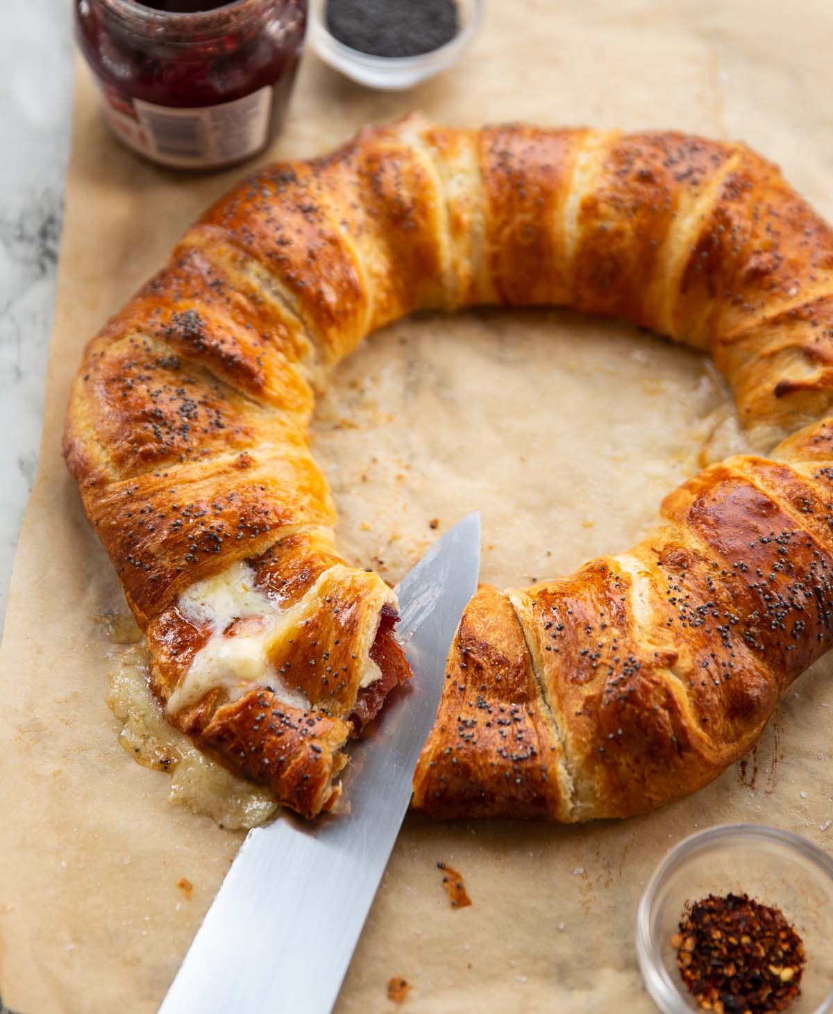 Brie, Bacon & Cranberry Croissant Wreath | Don't Go Bacon My Heart