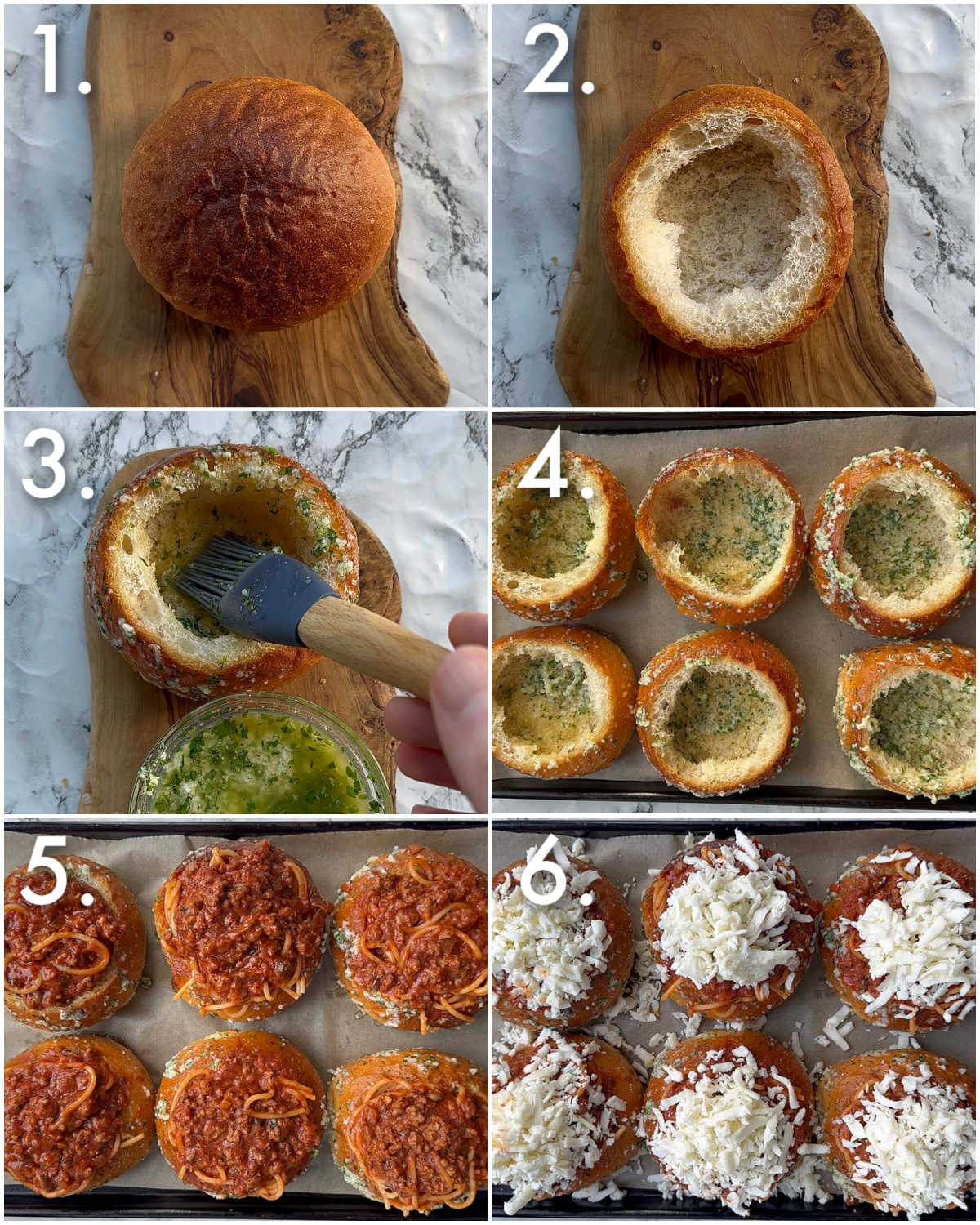 Spaghetti Garlic Bread Bowls | Don't Go Bacon My Heart