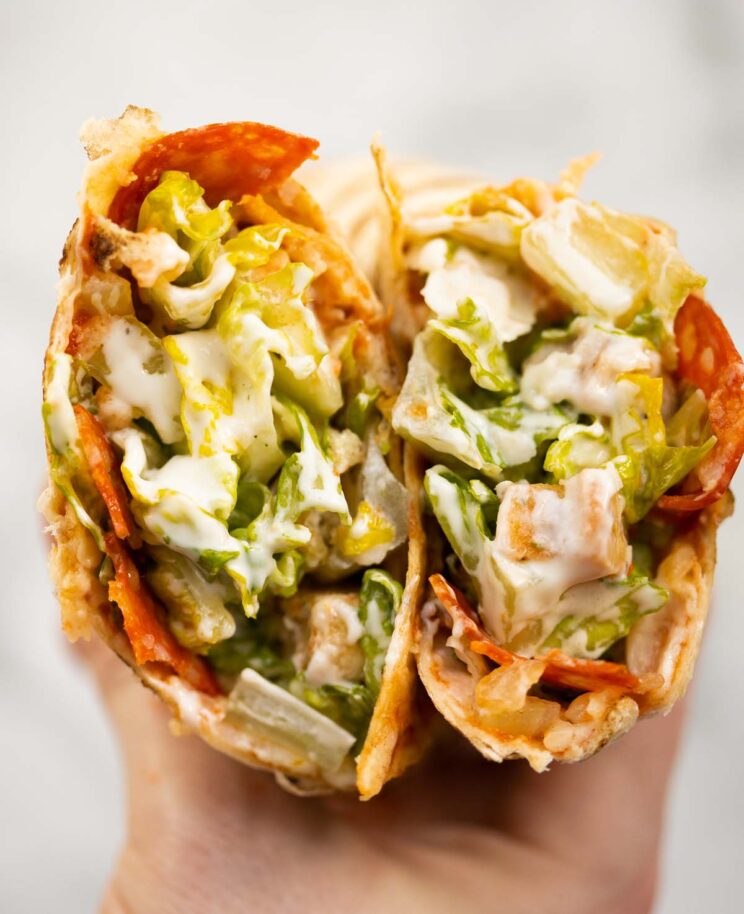 Pepperoni Pizza Caesar Wraps (Caesaroni Wrap) | Don't Go Bacon My Heart