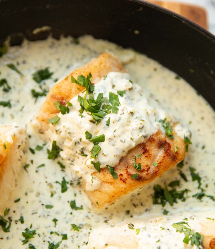 Cod with Creamy Parsley Sauce | Don't Go Bacon My Heart